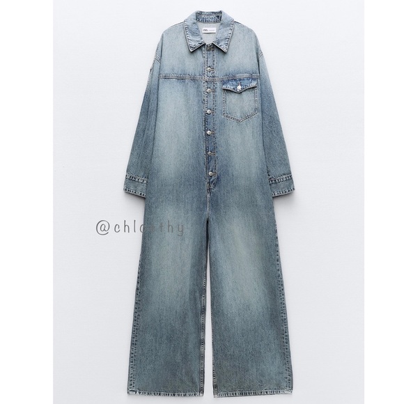 Zara | Pants & Jumpsuits | Zara Trf Long Denim Jumpsuit | Poshmark